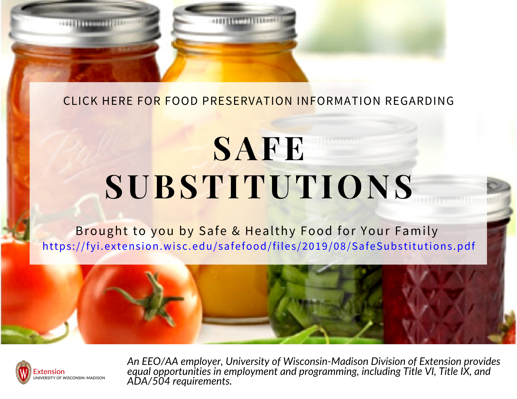 Safe Substitutions (Changes and Substitutions to Approved Home Food ...